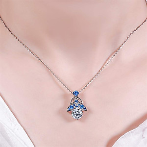 Jeulia Butterfly Round Cut Sterling Silver Necklace Gift for Women Love Party Jewelry Valentine's Day Engagement Gift With Jewelry Box