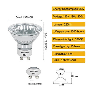 ZOHOJOV 7 Pack 120V 25 Watt GU10 Bulb, NP5 Replacement Scentsy Light Bulbs for Wax Warmer, MR16 Dimmable Halogen Bulbs for Track/Recessed/Accent Lighting, Warm White, 2800K