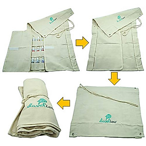 Daveliou Paint Organizer with 24 Slots, Roll Up and Tie Closed for Storage or Travel, Premium Canvas Paint Organizers and Storage for 0.41 fl oz (12mL) Oil and Acrylic Paint Tubes