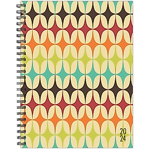 Willow Creek Press Rad Retro 2024 Softcover Spiral-Bound Weekly Planner (6.5" x 8.5")