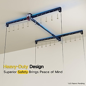 Overhead Garage Storage Rack, 4x4 Ft Garage Ceiling Storage Lift, Heavy-Duty Ceiling Mounted Garage Storage Lift System for Garage Organization, 250lbs Weight Capacity, Matte Finish