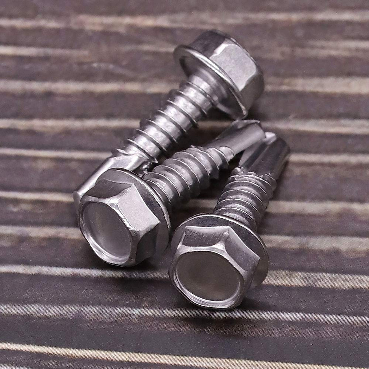 #14 x 3/4" (50 pcs) Hex Washer Head Self Drilling Screws, 410 Stainless Steel Metal Sheet Tek Screws, Self Tapping Point, No Pre-drilled Hole Needs
