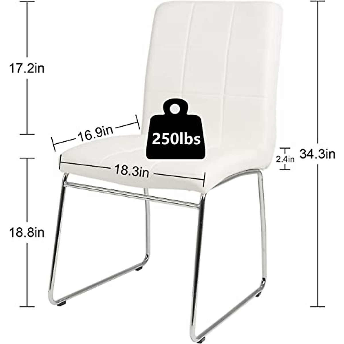 Modern Round Glass Dining Table Set for 4 - Faux Leather Metal Frame Chairs and Tempered Glass Table - 5 Pieces Kitchen Dining Table Set for Dining Room, Kitchen, Dinette, Compact Space (White)