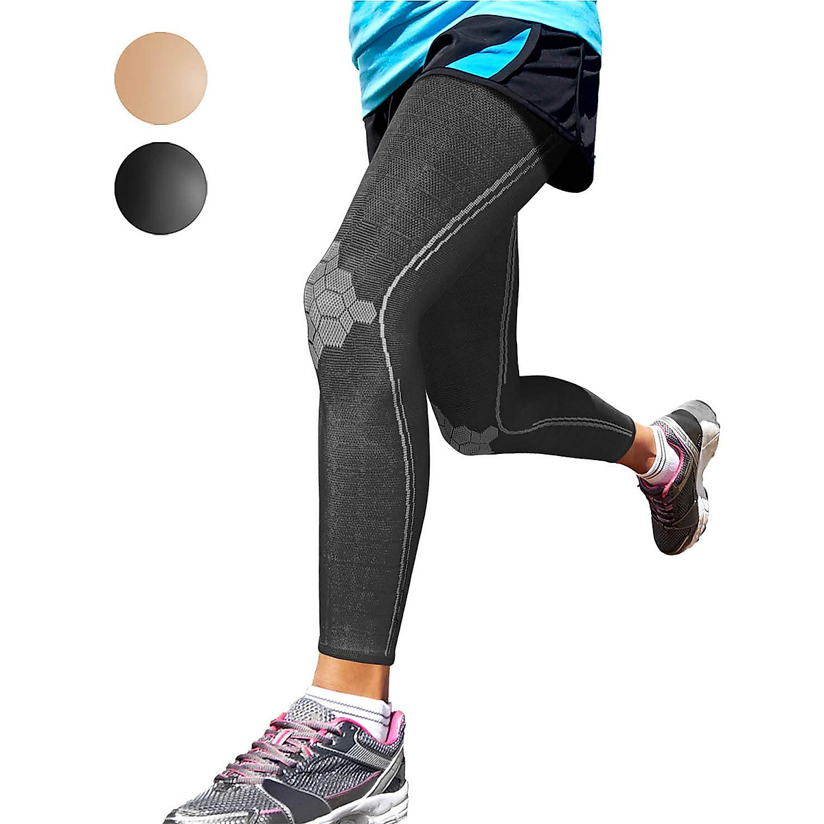 Sparthos Leg Compression Sleeves - Aid in Recovery and Support Active Lifestyle - Innovative Breathable Elastic Blend - Anti Slip, Day & Night Wear (Midnight Black, X-Large)