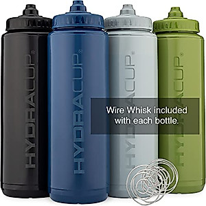 Hydra Cup - 4 PACK - 32oz Squeeze Water Bottles Bulk Set, BPA FREE, For Sports, Cycling, Bike, Quick Squirt Hydration, Shaker Cup Wire Whisk Included.