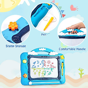 Misscat Toddler Learning Toys for Little Girl Boy, Large Coloring Magnetic Drawing Board Erasable Doodle Sketch Pad with Stampers Cards, Birthday Travel Toys for 3 4 5 6 Years Old Kid