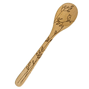 Talisman Designs Laser Etched Beechwood Mixing Spoon | Whimsical Nature Design | Wood, Kitchen Tool | Decorative Wooden Utensils