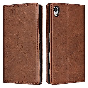 Smartphone Flip Cases Leather Wallet Case for Sony Xperia Z5, Premium Vegan Leather Case [Shockproof TPU Inner Shell] Slim Shockproof Protective Phone Case Compatible with Sony Xperia Z5 Flip Cases (