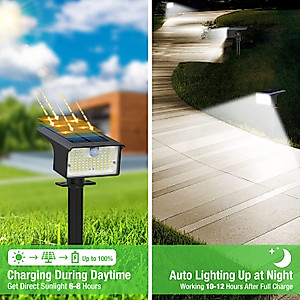 nipify Solar Spot Lights Outdoor - 3 Pack/62 LED Solar Motion Sensor Lights Outdoor Waterproof, 3 Modes in 1; Landscape Spotlights for Outside Yard Wall Garden - Cool White