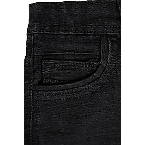 X RAY Boys Distressed Jeans (2T-16), Elastic Waist Biker Moto Distressed Ripped Denim Jeans for Boys & Colored Pants, Jet Black - Minor Rips, 4T