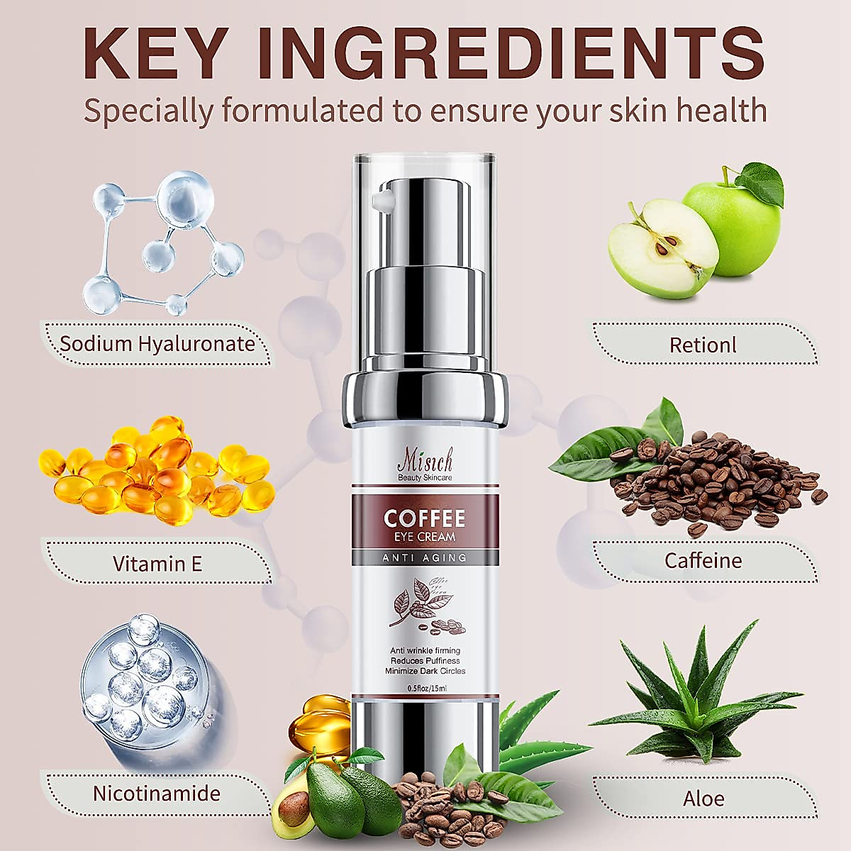 ATIDIE Caffeine Eye Cream: Anti-Wrinkle, Dark Circle & Puffiness Reducer, All Skin Types, 50ml