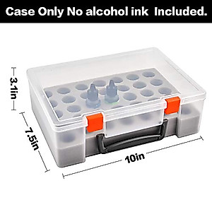 Alcohol Ink Storage Organizer Carrying Case, Holds 35pcs 0.35oz, 0.5oz Bottles of Alcohol Ink Set/for Stickles Glitter Glue/for Glossy Accents/for Reinkers, Paint Travel Box Container (Case Only)