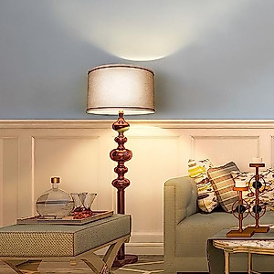 Lamp shades Set of 2, Fabric Lamp Shades for Table Lamps and Floor Light, Medium Lamps Shades 13.5" Top x 13.5" Bottom x 8.8" High, Lampshades Natural Linen Hand Crafted