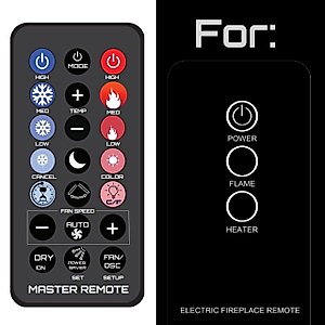 Replacement Fireplace Remote Control for Twin Star FIre Place Parts Numbers: Twinstar 23EF020GRA, 28EF020GRA, 33EF020GRA