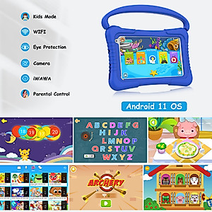 7 Inch Kids Tablet, Quad Core Android 11 Toddler Tablets, Children Tablet with 32GB Storage 2GB RAM WiFi BT Shockproof Case Dual Camera Educationl Games Parental Control, Kids Software Pre-Installed.