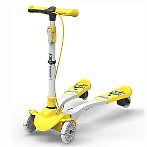 Ygqtbc Folding Kick Scooter for Kids 2 Wheel Scooter for Girls Boys, Safety Certified, 3 Adjustable Height, PU LED Light Up Wheels for Children 4 Years and up (Color : Yellow)