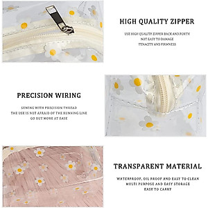 NADUSEP Cute Flower Makeup Bags, Portable Zippered Daisy Cosmetic Bag 2PCS Pouches Toiletry Bags for Women Travel Vacation Bathroom Organizing