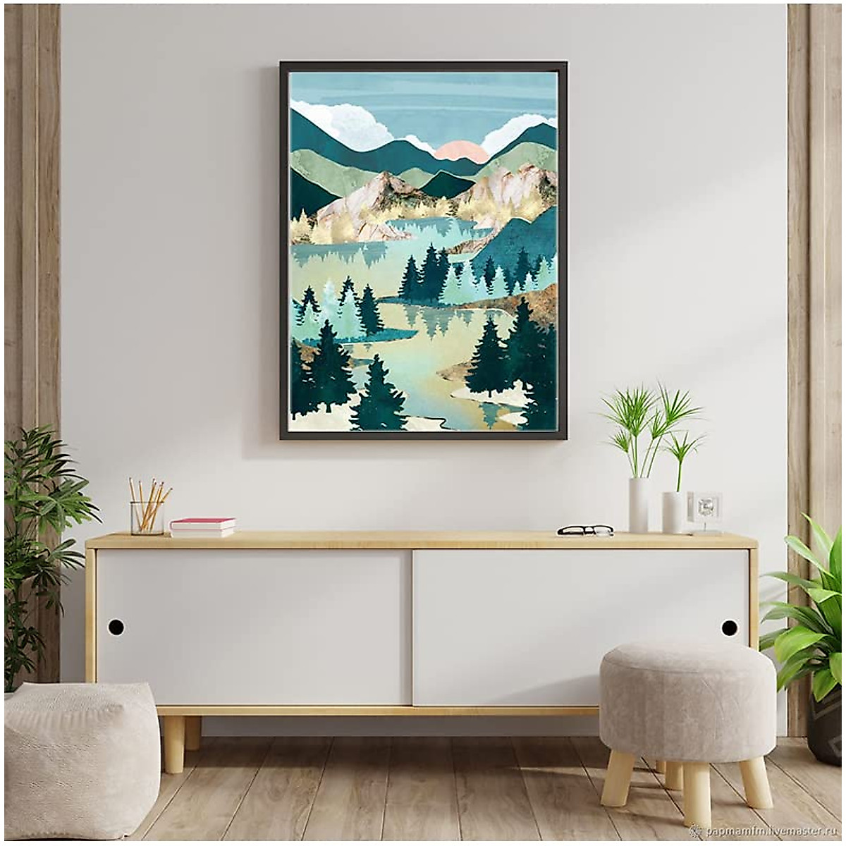 OFRKE Diamond Painting Mountain and Sun Kit,Diamond Art Kits for Adults and Kids,Abstract Scenery Paint with Diamonds Round for Gift,Home Wall Decor 12"x16"