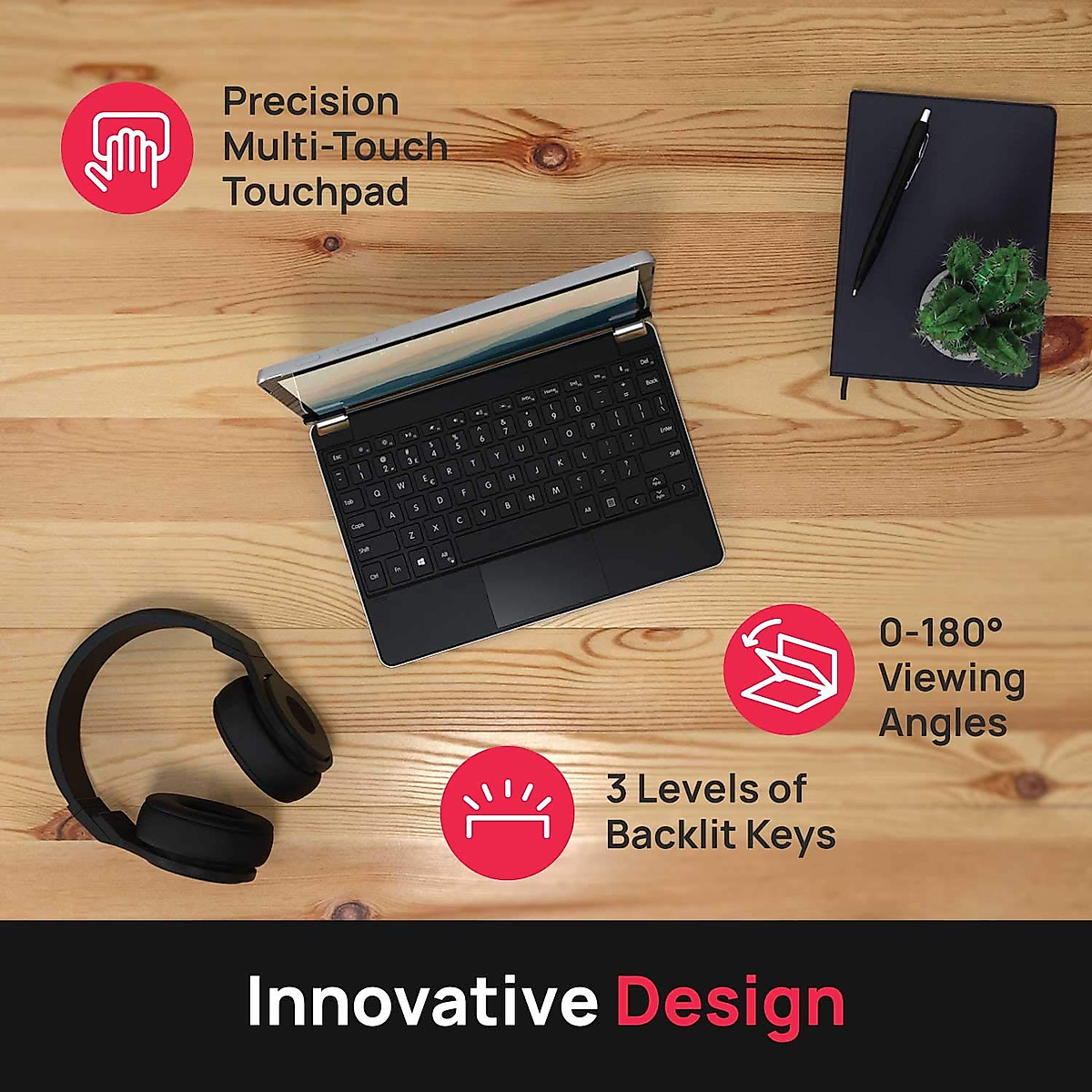 Brydge 10.5 Go+ Wireless Keyboard with Precision Touchpad Compatible with Microsoft Surface Go 1 & 2, Designed for Surface (Silver)