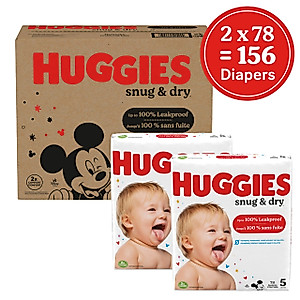 Huggies Snug & Dry Baby Diapers, Size 5 (27+ lbs), 156 Ct