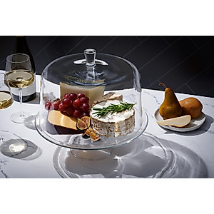 Footed Cake Plate - with Dome - Classic Clear Collection - for Cake - Cheese - Fruit - Plate is 13" Diameter - Dome is 11.5" Diameter - Made in Europe - by Barski