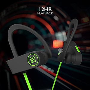 Klipxtreme JogBudz II Sports Earphones with Mic Lightweight Water-Resistant Earbuds with Ear Hooks Compatible with Siri and Google Voice, Wireless Headphones (Green)