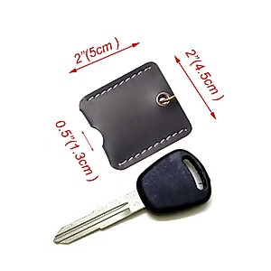 JuneTree Genuine Leather Keychain pouch, Universal Key Fob Keychain Leather Key Chain Holder for keys and ID Key Cards- black color (2 of pack)