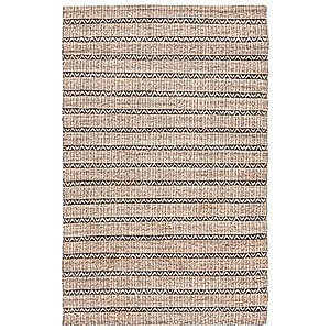 Safavieh Natural Fiber Collection 5' x 8' Black/Natural NFB655Z Handmade Flatweave Stripe Premium Jute & Cotton Jute Living Room Dining Bedroom Area Rug
