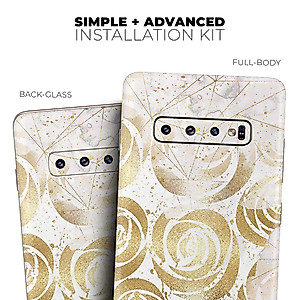 DesignSkinz Karamfila Watercolor & Gold V14 Protective Vinyl Decal Wrap Skin Cover Compatible with The Samsung Galaxy S20 (Screen Trim & Back Glass Skin)