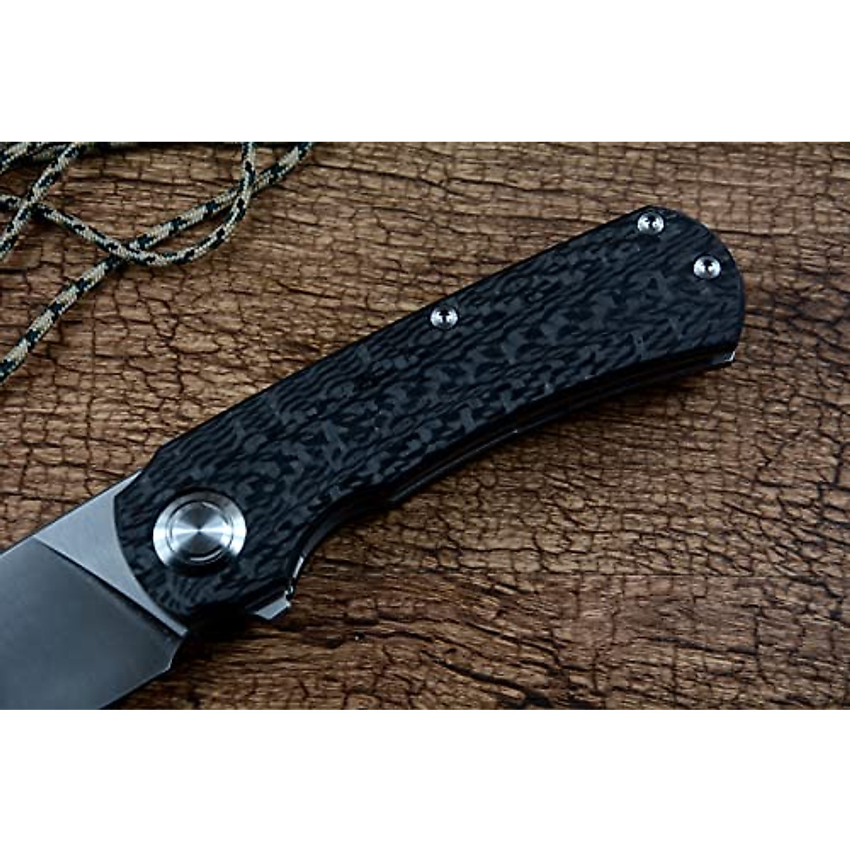 TwoSun 14C28N Satin Blade Carbon Fiber Handle Outdoor Camping Hunting Pocket Knife TS243