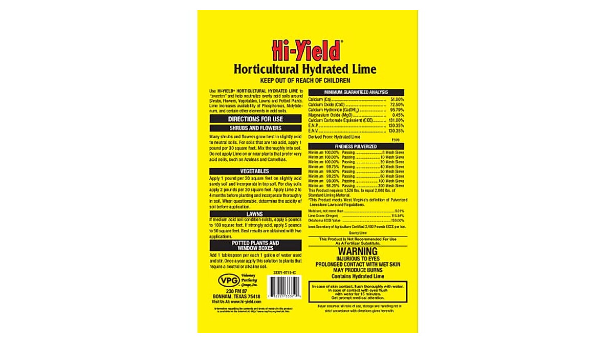 Hi-Yield Hydrated Lime: Enhance Your Soil Health