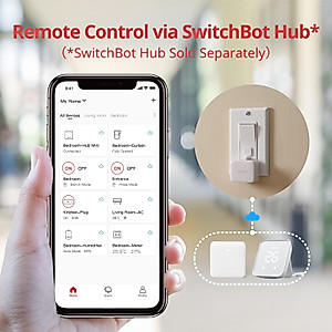 SwitchBot Smart Switch Button Pusher - No Wiring, Bluetooth App or Timer Control, Add SwitchBot Hub Mini to Make it Compatible with Alexa, Google Home, IFTTT (white)