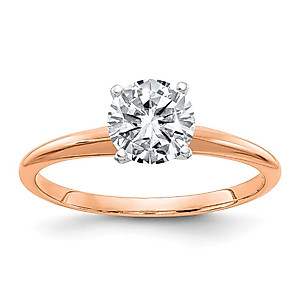 14k Rose Gold 1.75ct. 7.5mm Moissanite Solitaire Engagement Ring Size 5