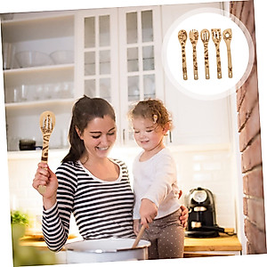 5pcs Bamboo Shovel Christmas Kitchenware Bamboo Tool Kitchen Supplies Festival Shovel Christmas Shovel Party Cooking Cooking Supplies Christmas Bamboo Kitchenware