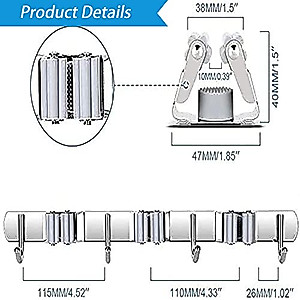 HXcomet Broom Mop Holder, Stainless Steel Wall Mounted Storage Organizer Cleaning Tool for Kitchen, Garage, Garden, Bathroom Organization Storage (3 Racks 4 Hooks)