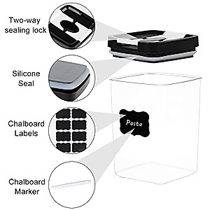 FOOYOO 16 Pack Airtight Food Storage Containers Set with Lids - Clear Cereal Containers Storage Set, BPA Free Plastic Kitchen Pantry Organization and Storage with Labels, Marker & Spoon Set