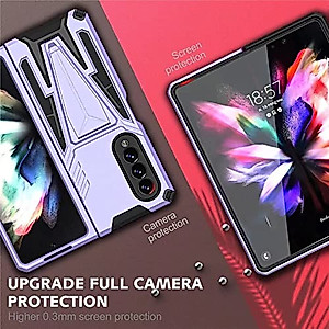 for Galaxy Z Fold 4 Case with Kickstand, Magnetic Stand Holder Case, Heavy Duty Shockproof Protective Phone Case Cover for Samsung Z Fold 4 Case 5G 2022, Girls Women Men Fold 4 phone protector(Purple)