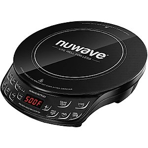 Nuwave Flex Precision Induction Cooktop, 10.25” Shatter-Proof Ceramic Glass, 6.5” Heating Coil, 45 Temps from 100°F to 500°F, 3 Wattage Settings 600, 900 & 1300 Watts (Renewed), Black
