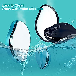 2 Pcs Crystal Hair Eraser for Women and Men Reusable Crystal Hair Remover Portable Magic Painless Exfoliation Hair Removal Tool Washable Magic Hair Eraser for Back Arms Legs(Blue & Black)