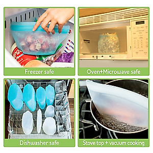 Zip Standing Reusable Silicone Food Storage Bag, Stand Up Food Storage Container, Reusable Zipper seal bag, no lid required, for Food Storage& Meal Prep, Freezer Oven Dishwasher - Safe, Set of 6 Bowls