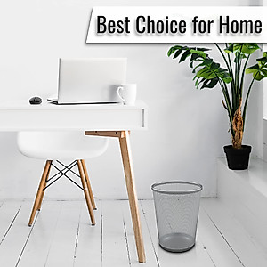 Zuvo Circular Mesh Waste Paper Bin | Lightweight Waste Basket Garbage Can | Metal Trash Bin Ideal for Kitchen Home Office Bin Dorm Room Living Room Desk Bedroom. (1 Silver) (27 X 24 cm)