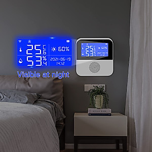 WiFi Temperature Sensor with Waterproof External Probe,Tuya Smart Temperature Humidity Monitor with Backlight LCD Display,Remote Monitor for Incubator Wine Cellar