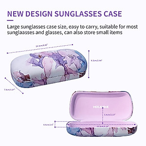 molshine Hard Shell Sunglasses Case, Classic Large Glasses Case for Sunglass, Eyeglasses with Cleaning Cloth (Purple)