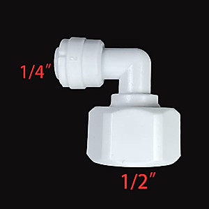 XINWOO Union Elbow 1/4" x 1/2" Female Thread Quick Connect QC Reverse Osmosis RO System Parts Fittings (10 Pack)