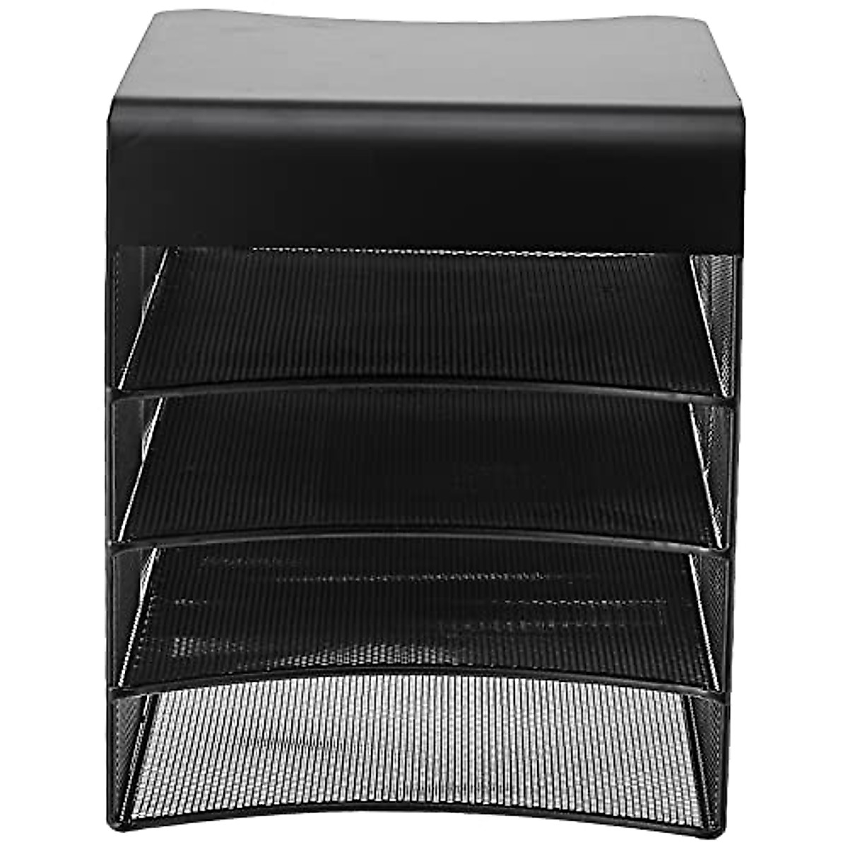 Safco Products Onyx Mesh 4-Tray Underdesk Space Saving Desktop Hanging Organizer, Durable Steel Mesh Construction, 20lb Capacity, Black Powder Coat Finish, 10.25"w x 12.375"d x 12"h
