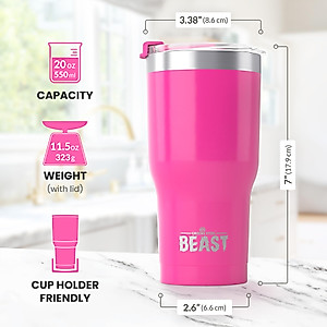 Beast 30 oz Tumbler Stainless Steel Vacuum Insulated Coffee Ice Cup Double Wall Travel Flask (Cupcake Pink)