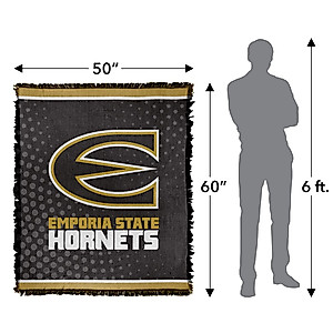 LOGOVISION Emporia State University Blanket, 50"x60" Logo Dots Woven Tapestry Cotton Blend Fringed Throw Blanket