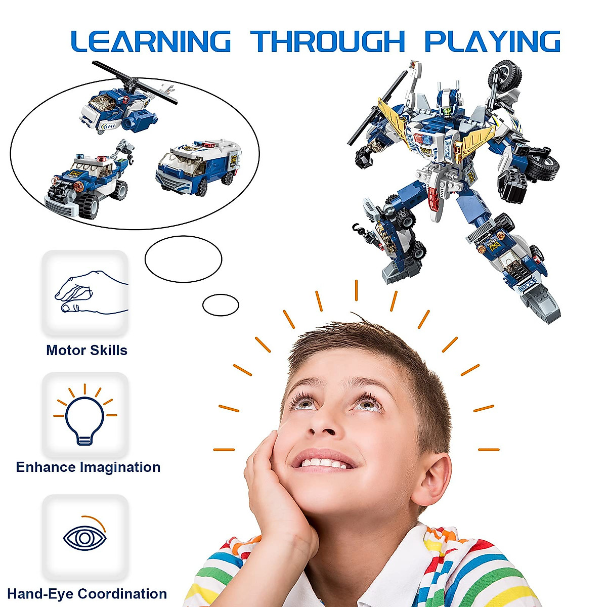 MIUJY Educiro STEM Robot Building Toys, 453 PCS Construction Toys 6-in-1 STEM Toys for 6 Year Old Boys Creative Building Bricks Engineering Vehicles Blocks Kit for Kids Age 6 7 8 9 10 11 Year Old