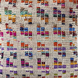 LR Home Eclectic Multicolored Chindi Throw Pillow Area Rug, 20" x 20", Multi