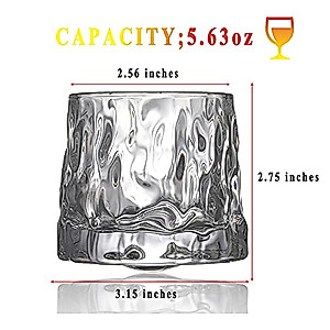 HALOYIVGO Whiskey Glasses Set of 2 - Tumblers Rotation Whiskey Glass Cups 5.41 oz - Crystal Thick Rocks Glass with Premium Gift Box - for Drinking Bourbon, Scotch Whisky, Cocktails